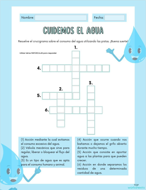 Cuidemos el agua. Ficha interactiva | TopWorksheets