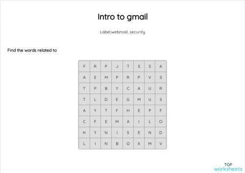 Intro to gmail. Interactive worksheet | TopWorksheets