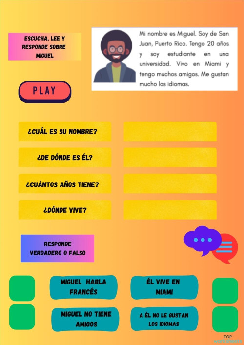 Presentación personal: fichas interactivas y ejercicios online | TopWorksheets