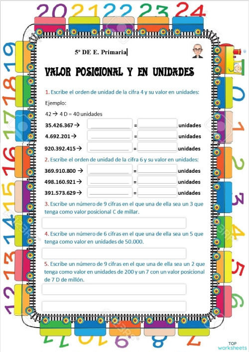 Valor posicional y en unidades. Ficha interactiva | TopWorksheets