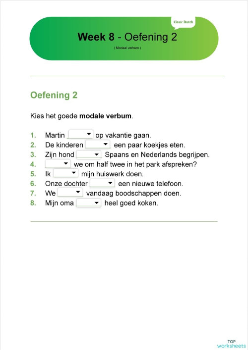 Interactive worksheets and online exercises in dutch | TopWorksheets