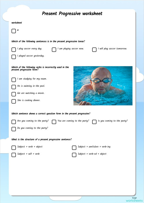 Present Progressive worksheet. Interactive worksheet | TopWorksheets