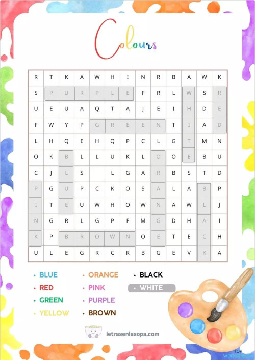 COLOURS WORD SEARCH. Interactive worksheet | TopWorksheets