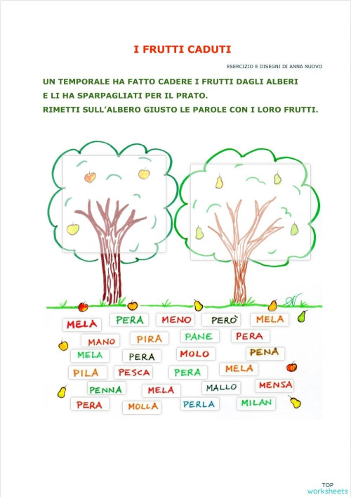 MELA - PERA. Scheda interattiva | TopWorksheets