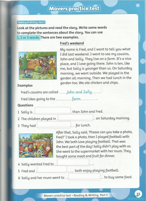 Movers - Unit 6 L3. Interactive worksheet | TopWorksheets