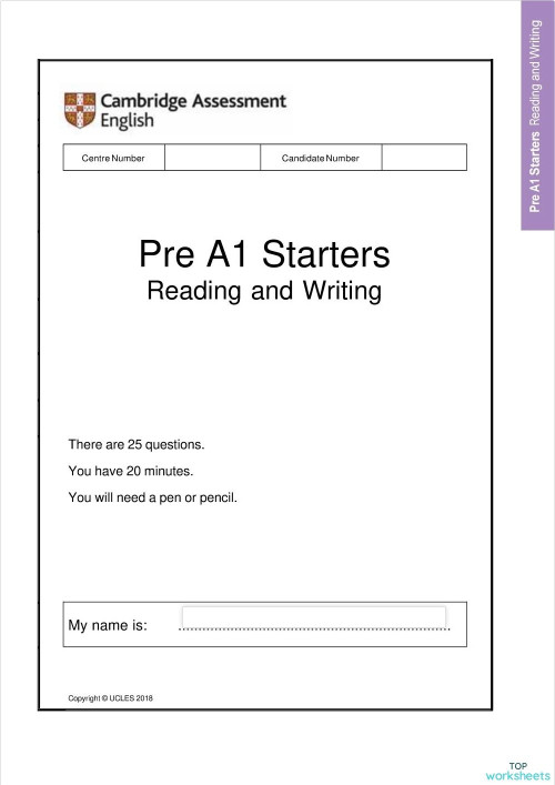 Reading Starters1. Interactive worksheet | TopWorksheets