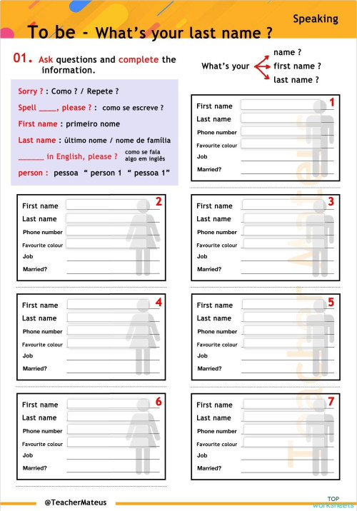 011 - PRESENT SIMPLE - To be - What's your last name ? - Speaking ...