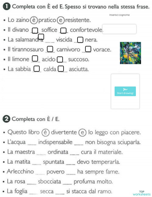 Interactive worksheets and online exercises in italian | TopWorksheets