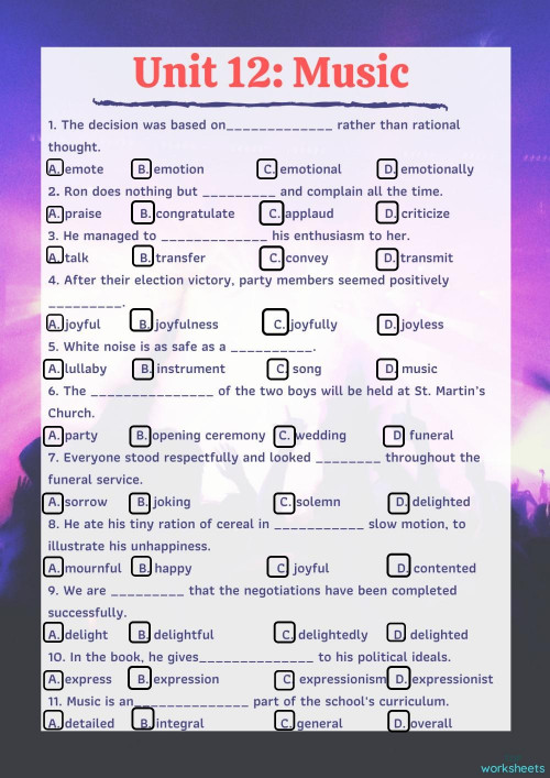 Grade 10- Unit 12- Reading-Vocabulary check. Interactive worksheet ...