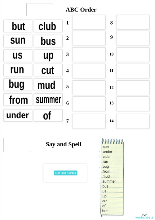 Spelling Lesson 13. Interactive worksheet | TopWorksheets
