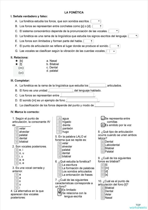 LA FONÉTICA. Ficha interactiva | TopWorksheets