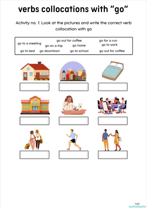 verbs collocations with go no. 1. Interactive worksheet | TopWorksheets