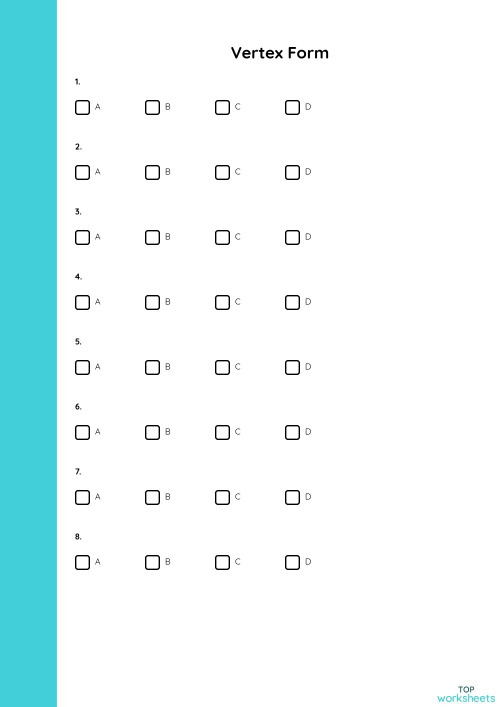 Vertex Form. Interactive worksheet | TopWorksheets