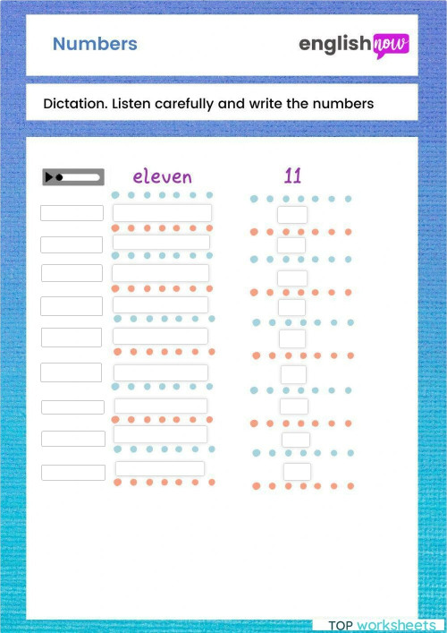 Numbers Dictation. Interactive worksheet | TopWorksheets