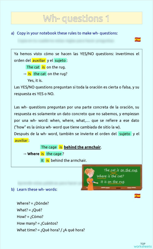 Wh- questions 1. Interactive worksheet | TopWorksheets