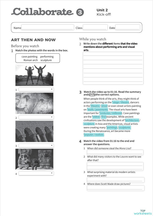 Collaborate 3 - Kick-Off 2. Interactive worksheet | TopWorksheets
