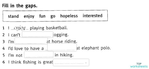 gerunds (verb+ing). Interactive worksheet | TopWorksheets