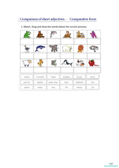 Comparison animals. Interactive worksheet | TopWorksheets