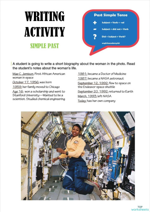 WRITING ACTIVITY - SIMPLE PAST. Ficha interactiva | TopWorksheets