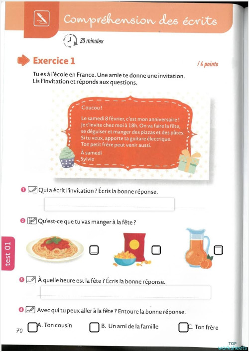 compréhension des écrits 1. Fiche interactive | TopWorksheets