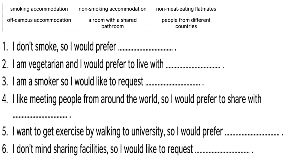 An accommodation form. Interactive worksheet | TopWorksheets