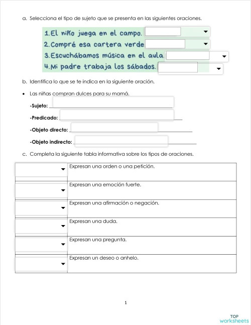 Adjetivos: fichas interactivas y ejercicios online | TopWorksheets