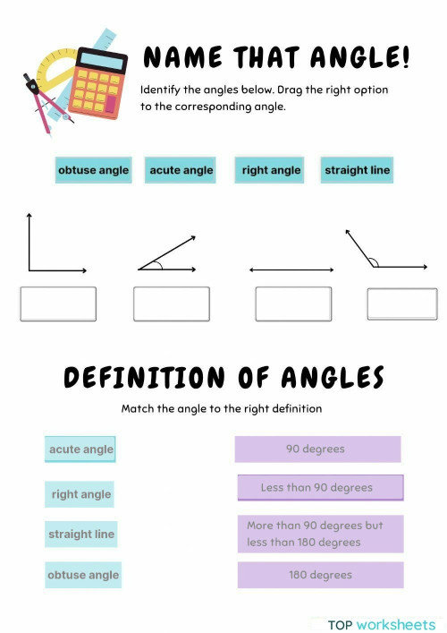 Identifying Angles. Interactive worksheet | TopWorksheets