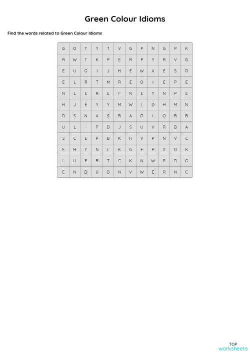 Green Colour Idioms. Interactive worksheet | TopWorksheets