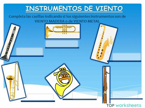 Instrumentos de viento madera. Ficha interactiva | TopWorksheets