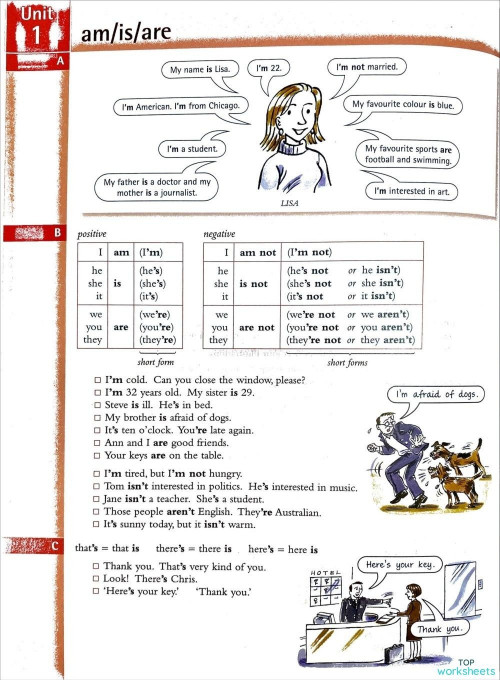 Starter - am / is / are. Interactive worksheet | TopWorksheets