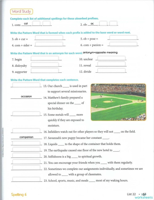 List 22 Word Study Pg 87. Interactive worksheet | TopWorksheets