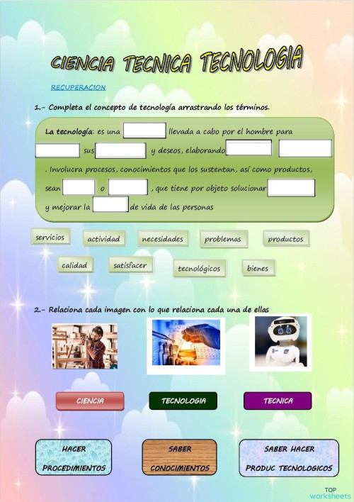 TECNICA y TECNOLOGIA. Ficha interactiva | TopWorksheets