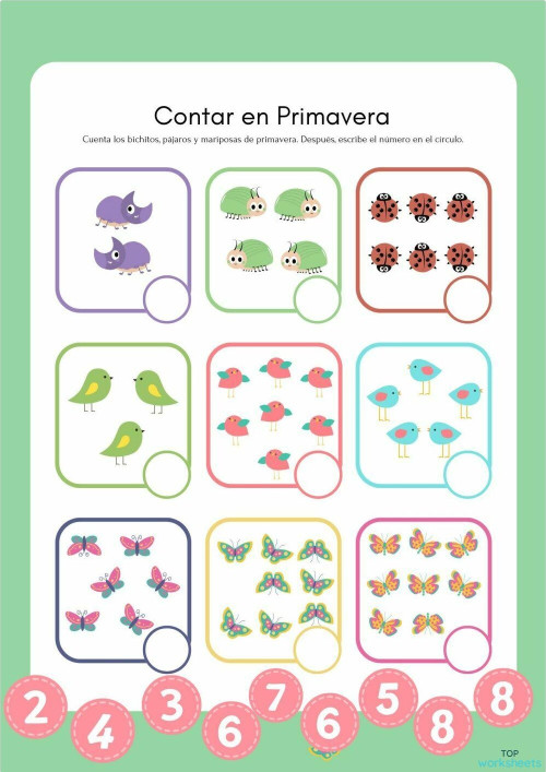 CONTAR EN PRIMAVERA. Ficha interactiva | TopWorksheets