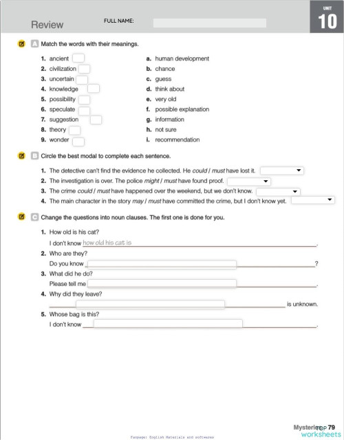 PORTFOLIO UNIT 10 ´A6. Interactive worksheet | TopWorksheets