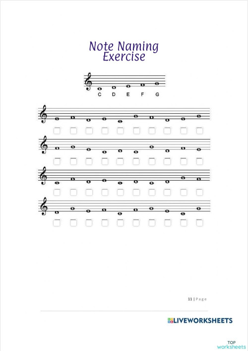 S1 Note Names. Interactive worksheet | TopWorksheets