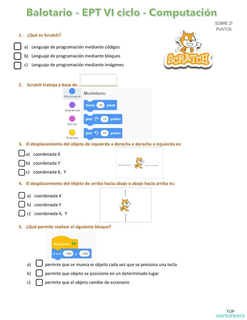 BALOTARIO VI CICLO - EPT - COMPUTACIÓN. Ficha interactiva | TopWorksheets