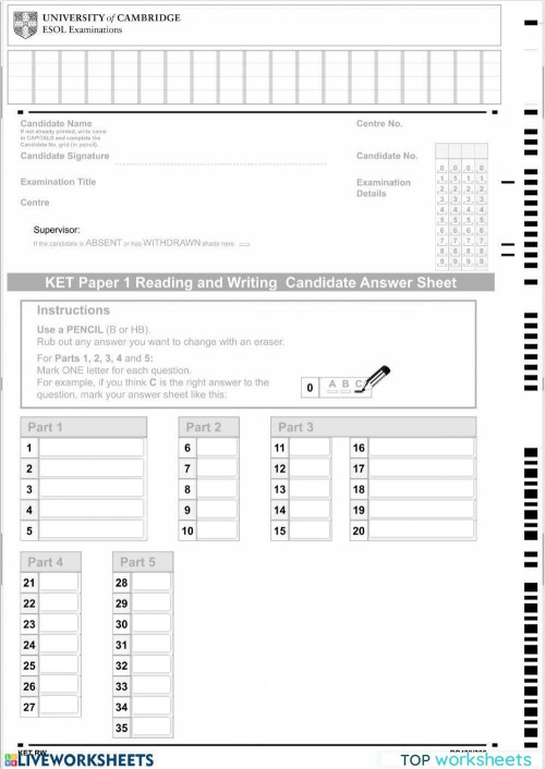 Reading Answer Sheet KET U1 2 Practice Test Booklet Interactive reading-answer-sheet-ket-u1-2-practice-test-booklet-interactive