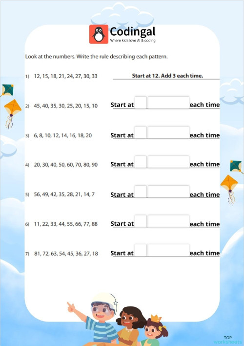 M_G03M27L59_WE02_Create_numeric_patterns_6. Interactive worksheet | TopWorksheets