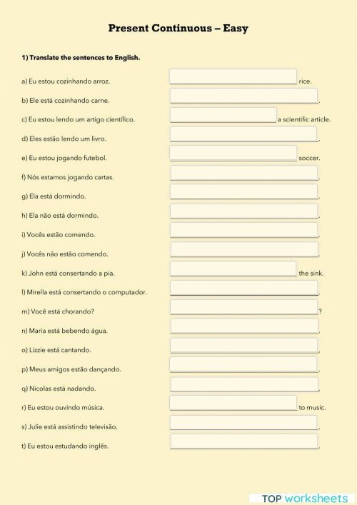 Grammar - Present Continuous – Easy. Interactive worksheet | TopWorksheets