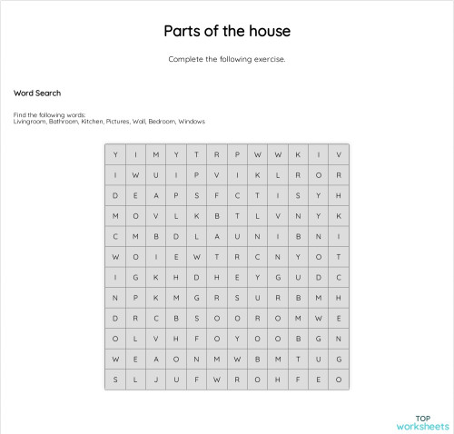 Parts of the house. Interactive worksheet | TopWorksheets