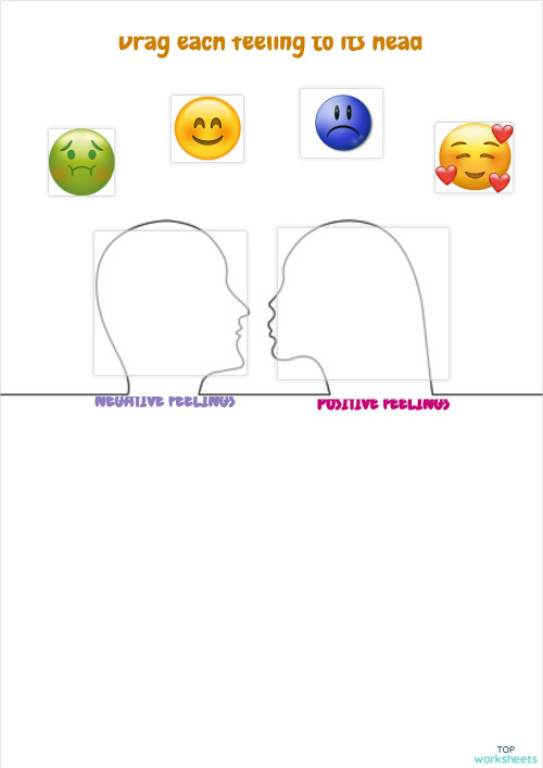 Drag each feeling. Interactive worksheet | TopWorksheets