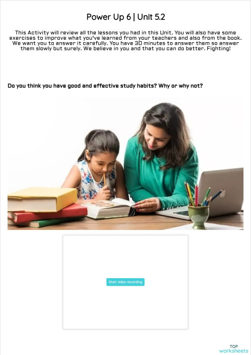 Power Up 6 | Unit 5.2. Interactive worksheet | TopWorksheets