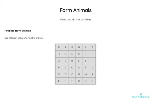 Farm Animals. Interactive worksheet | TopWorksheets