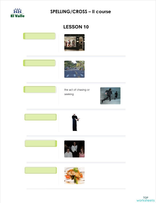 Spelling/Cross Lesson 10 - II Course. Interactive worksheet | TopWorksheets