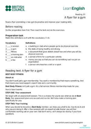 Reading exercise 1. Interactive worksheet | TopWorksheets