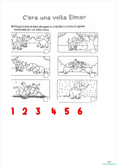 Elmer storia. Scheda interattiva | TopWorksheets