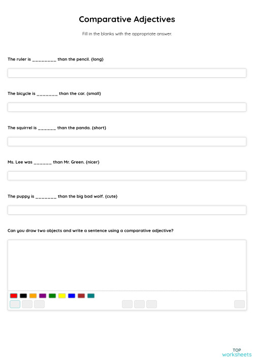 Comparative Adjectives. Interactive worksheet | TopWorksheets