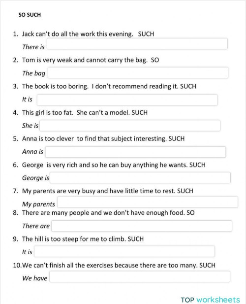 So and such rephrasing. Interactive worksheet | TopWorksheets