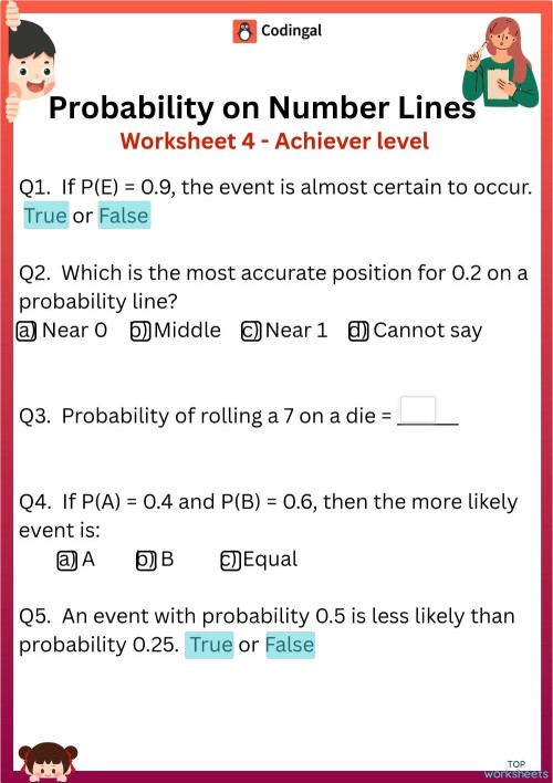 M_G07M20L68_WA02_Probability on Number Lines. Interactive worksheet | TopWorksheets