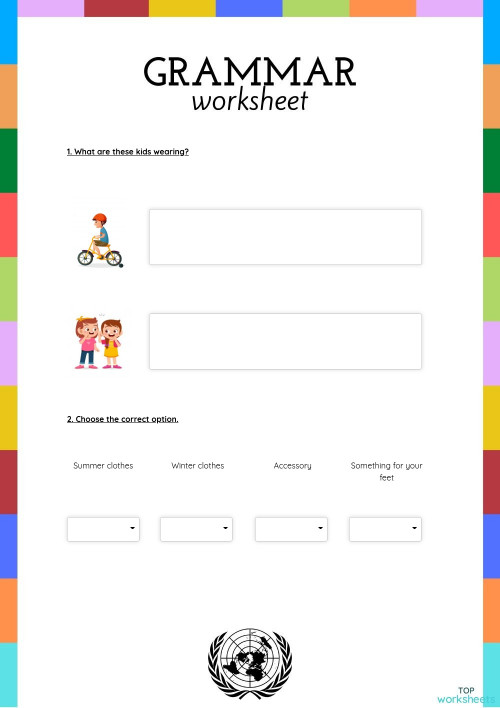 Grammar Clothes 3. Interactive worksheet | TopWorksheets